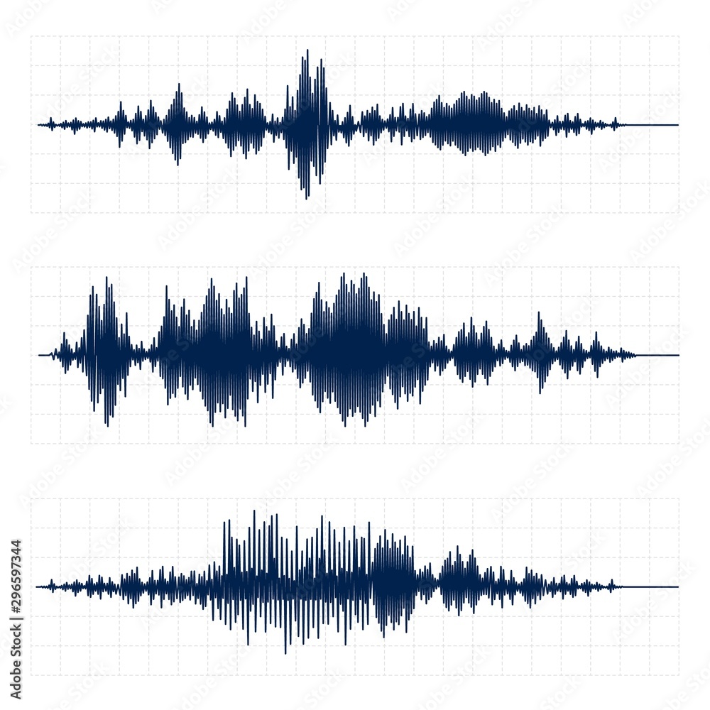Seismograph chart. Seismic activity diagram, radio frequency waves and ...