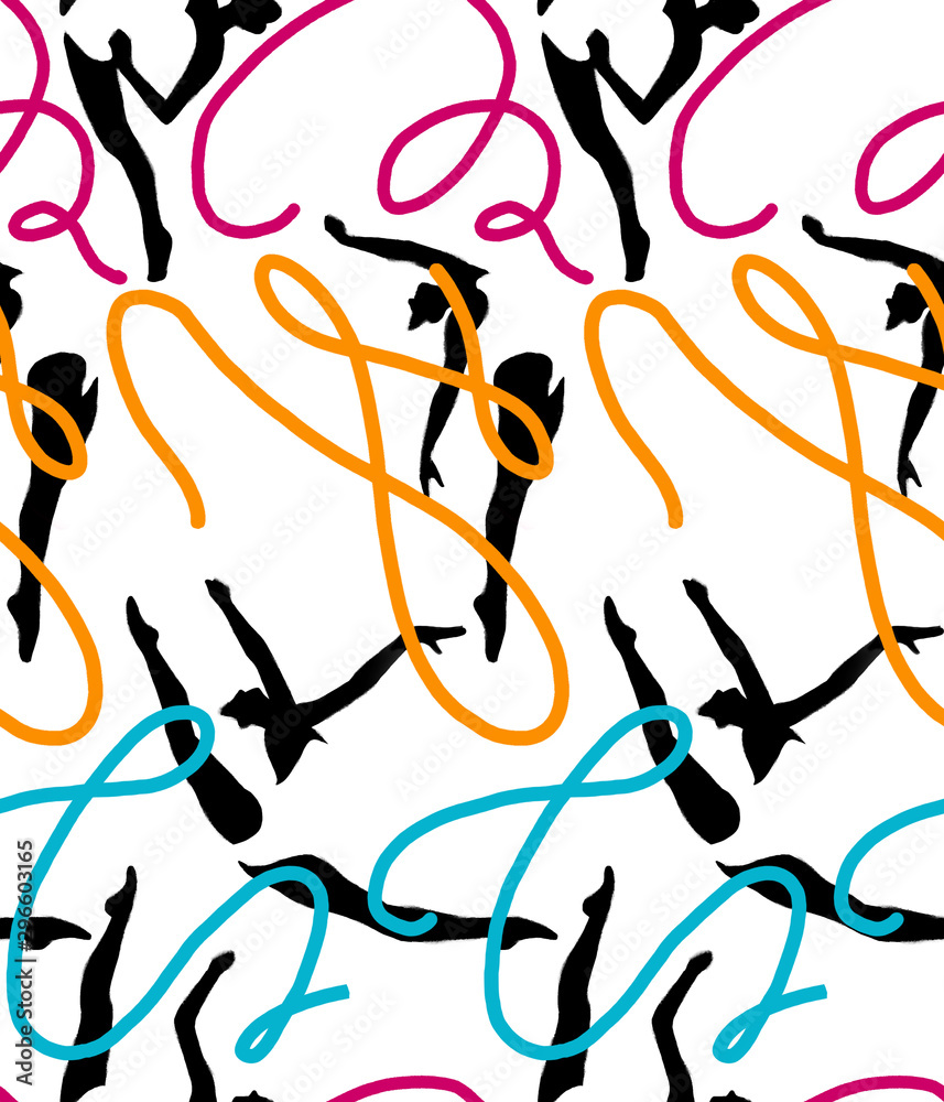Seamless pattern with gymnasts. Sports and physical activity background ...