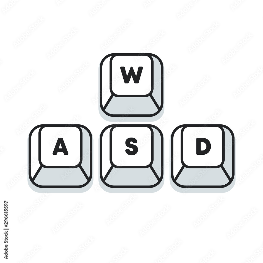 Computer gamer keyboard, WASD keys, vector illustraion. WASD keys, game ...