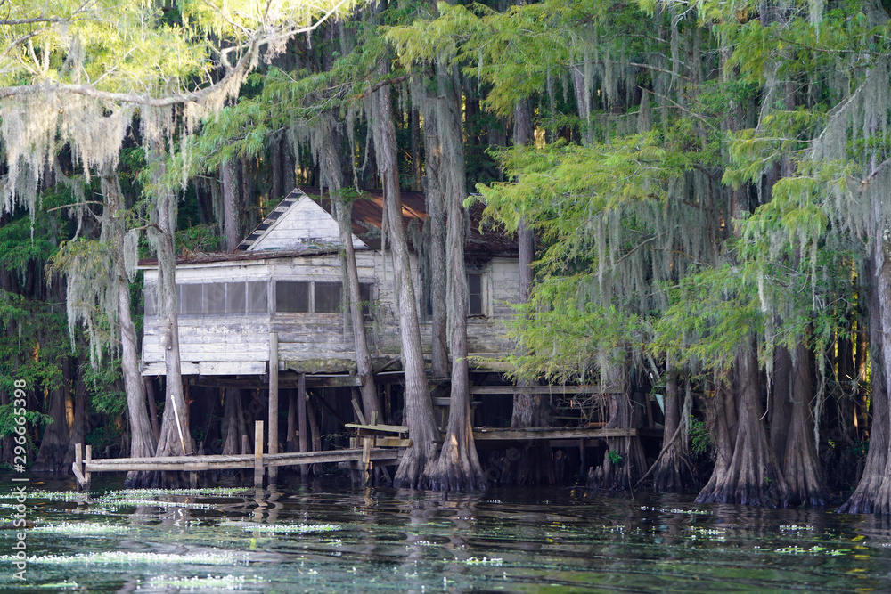 Old abandoned swamp house at Caddo Lake near Uncertain, Texas Stock ...