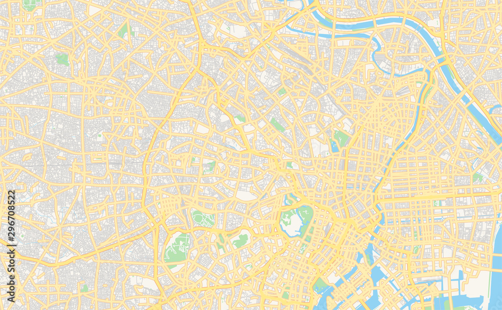 Printable street map of Tokyo, Japan Stock Vector | Adobe Stock