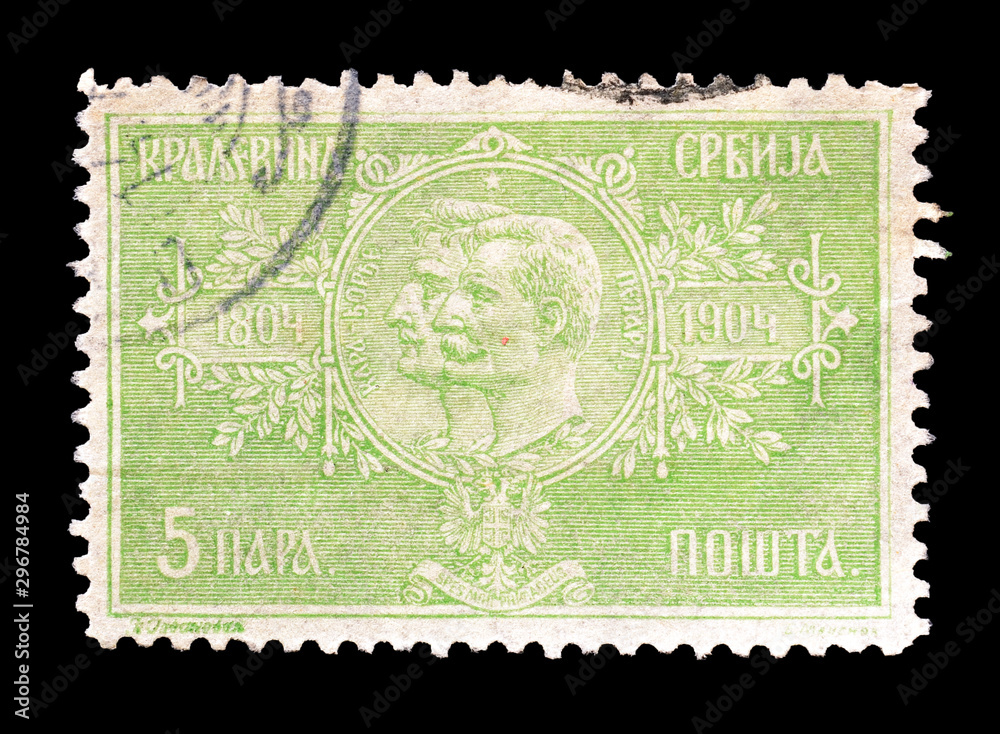 Cancelled postage stamp printed by Serbia, that shows Portraits of ...
