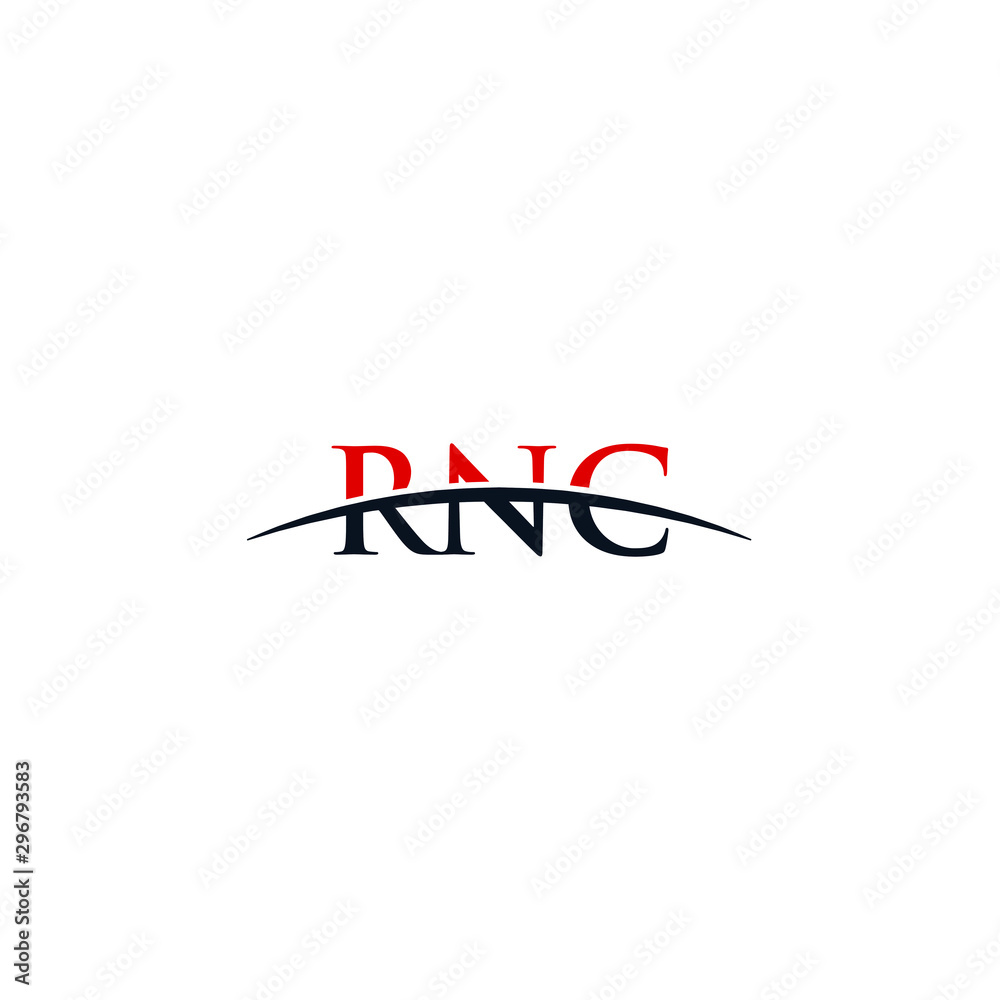 Initial letter RNC, overlapping movement swoosh horizon logo company ...