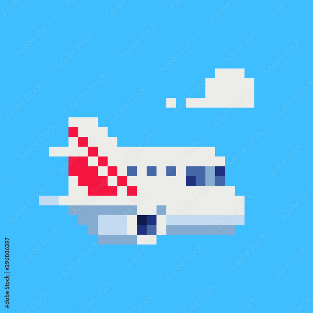Vektor Airplane in the sky pixel art vector illustration, design for ...