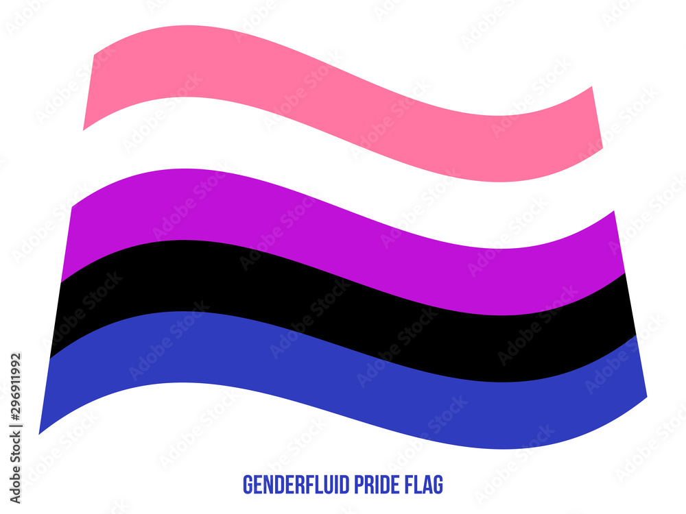 Genderfluid Pride Flag Waving Vector Illustration Designed with Correct ...