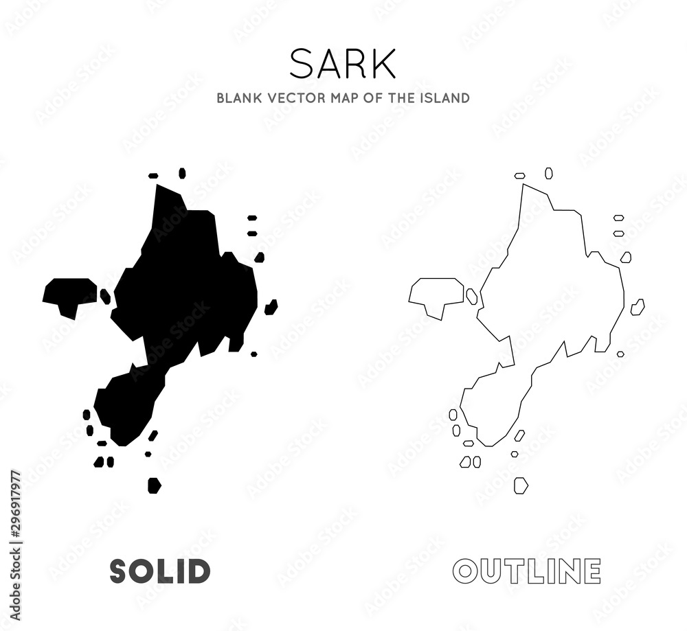 Sark map. Blank vector map of the Island. Borders of Sark for your ...