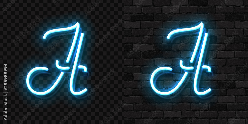 Vector realistic isolated neon sign of A letter logo for template ...