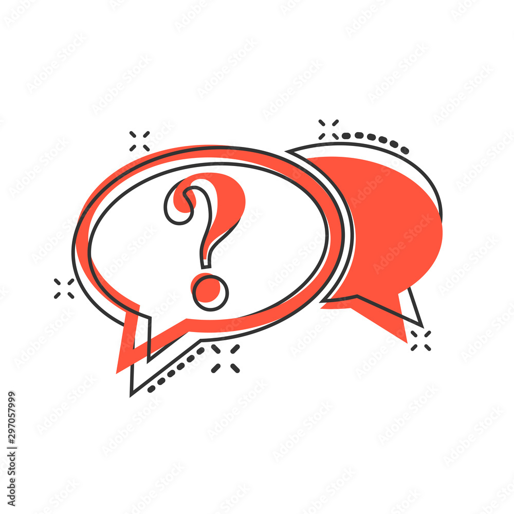 Question mark icon in comic style. Discussion speech bubble vector ...