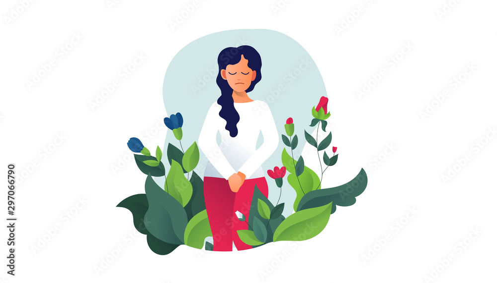 Urinary incontinence, cystitis, involuntary urination woman vector ...