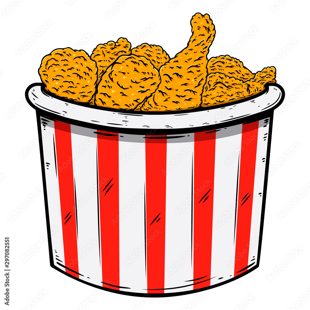 Illustration of bucket of fried chicken. Design element for poster ...