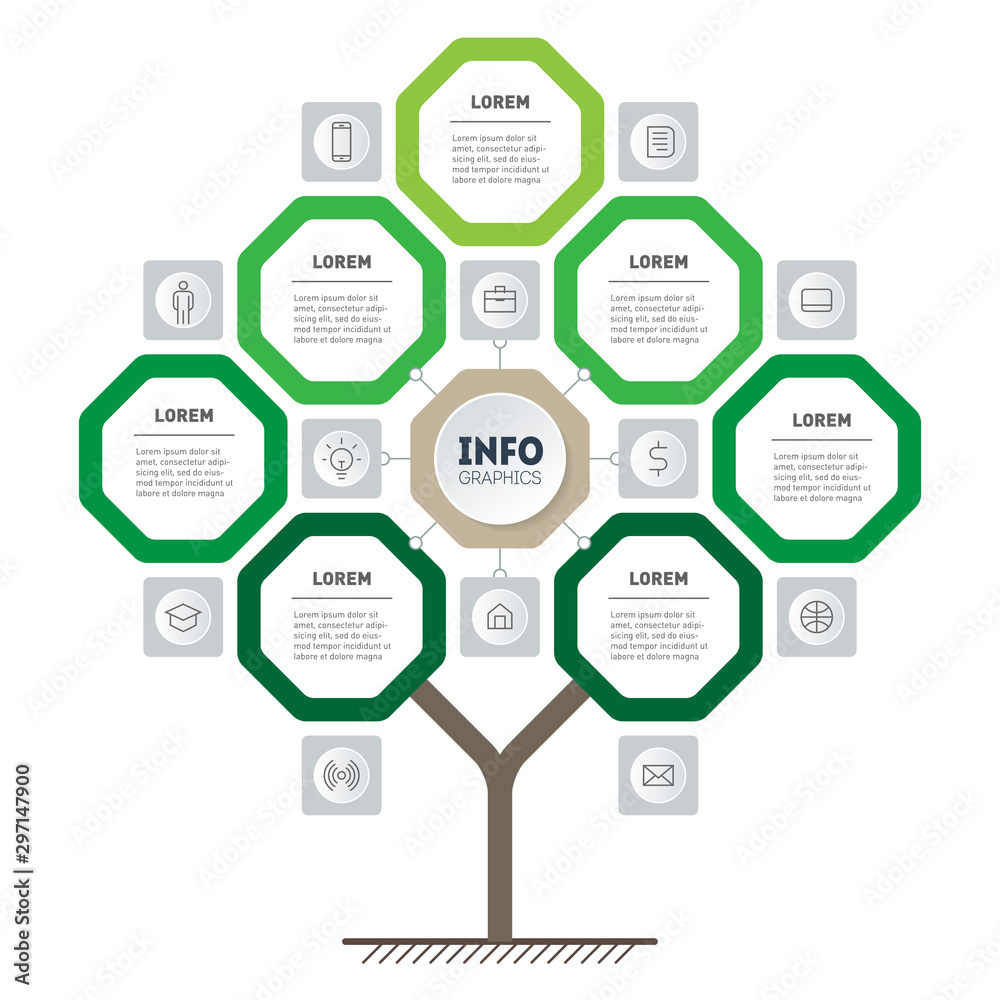 Vector infographic of technology or education process with 7 points and ...