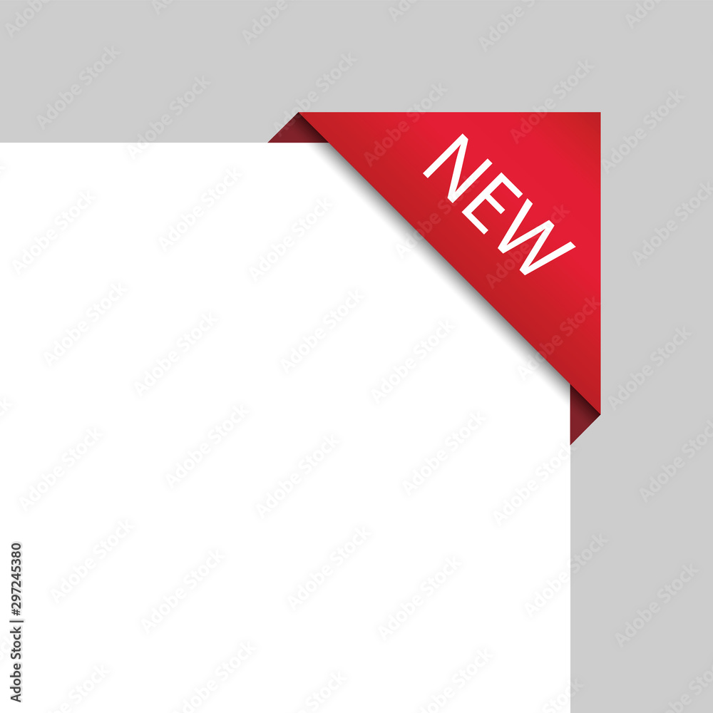 Red corner tag template. label banner with text isolated on white ...