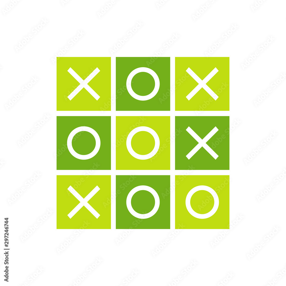 Tic tac toe icon design, mini game illustration, green color design ...