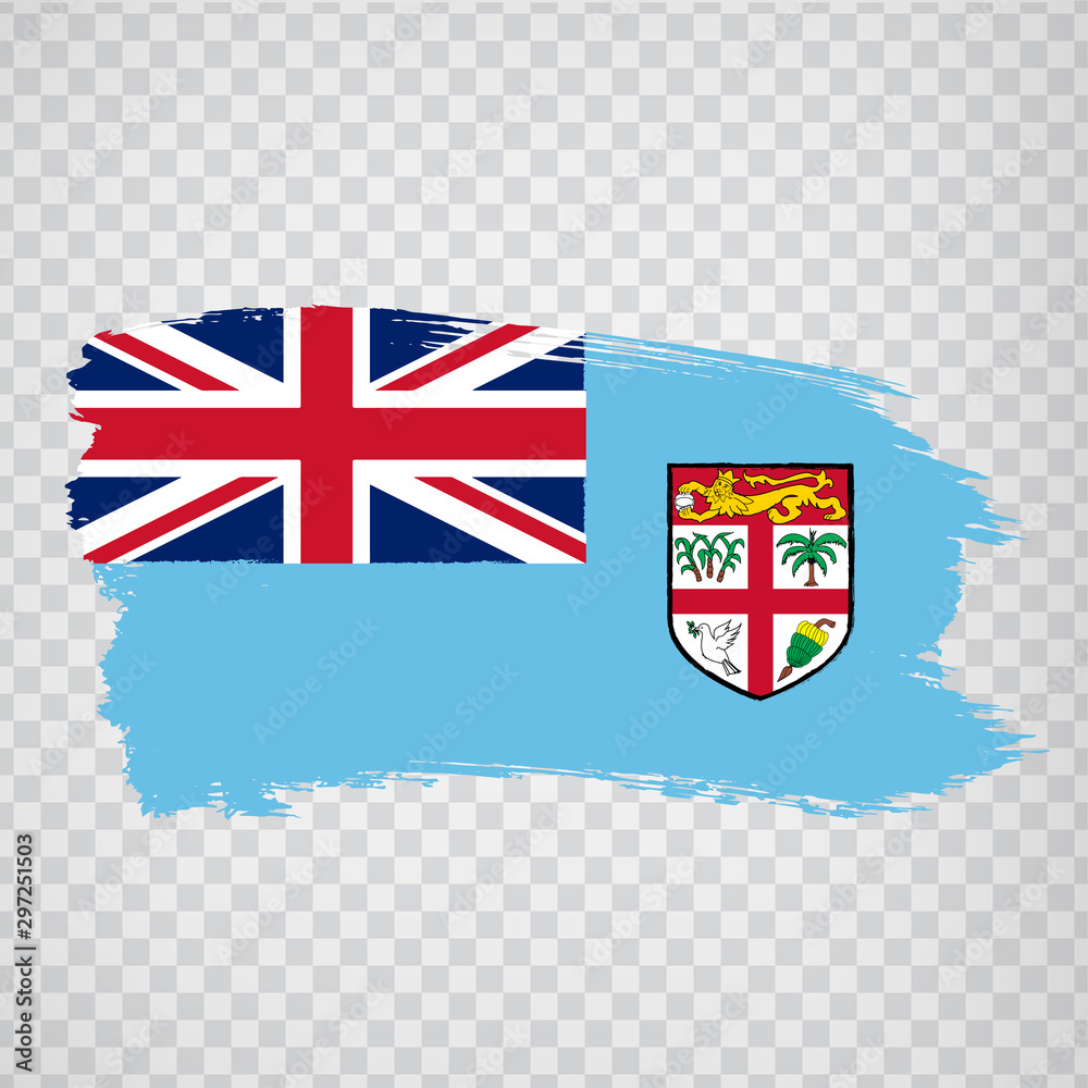 Flag Republic of Fiji from brush strokes. Flag of Fiji on transparent ...