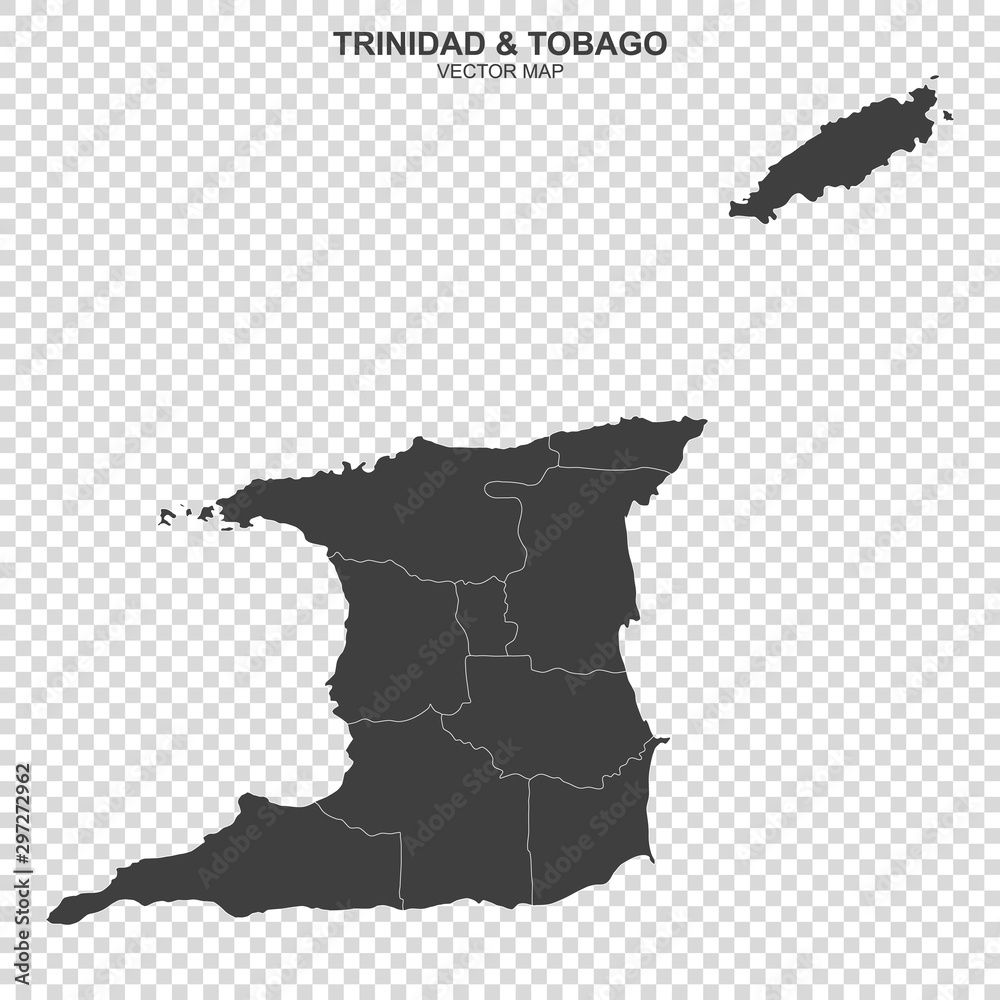 political map of Trinidad and Tobago isolated on transparent background ...