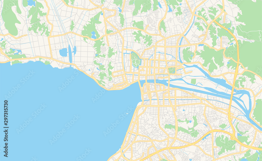 Printable street map of Matsue, Japan Stock Vector | Adobe Stock