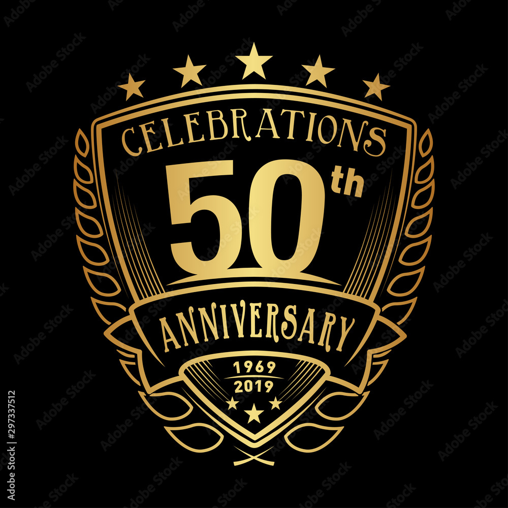 50th shield anniversary logo. 50th years logo. Vector and illustration ...