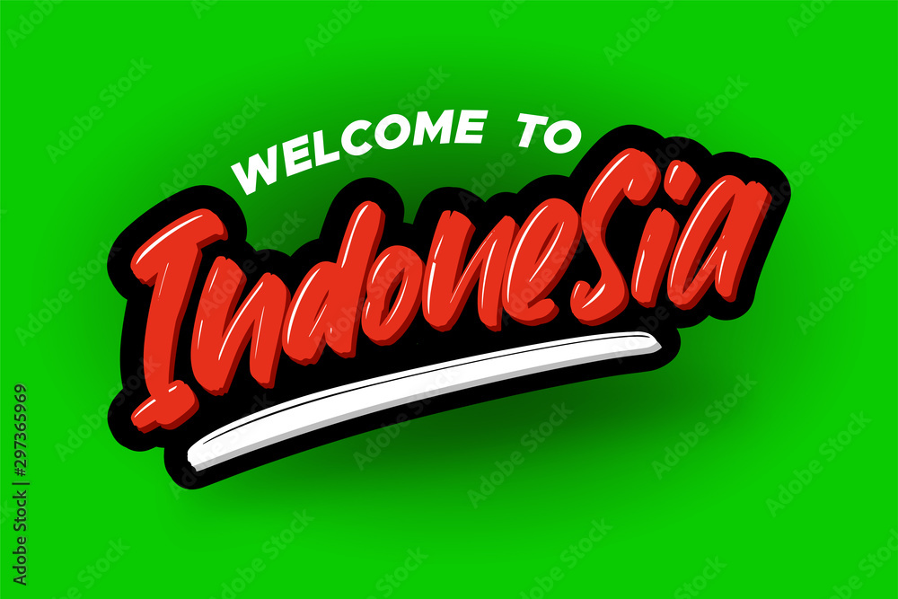Welcome to Indonesia modern brush lettering text. Vector illustration ...
