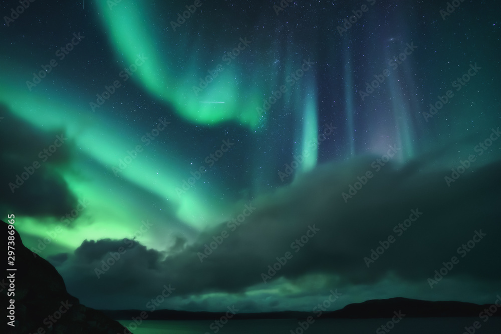 Northern Lights, Aurora Borealis in Kola Peninsula at night sky ...