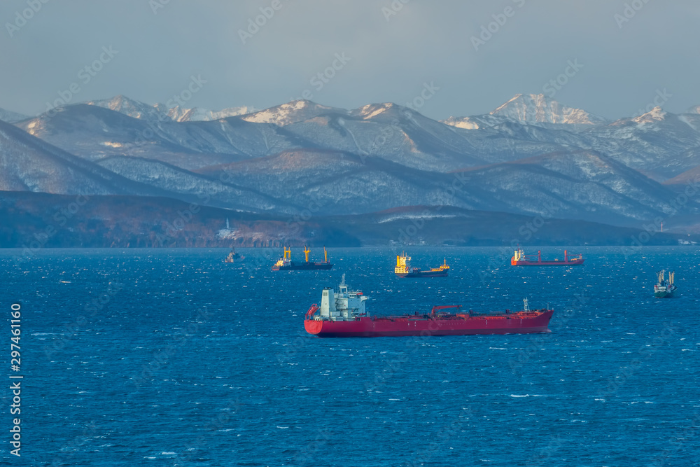 Foto de Stock Marine landscape with views of the Avacha Bay with the ...