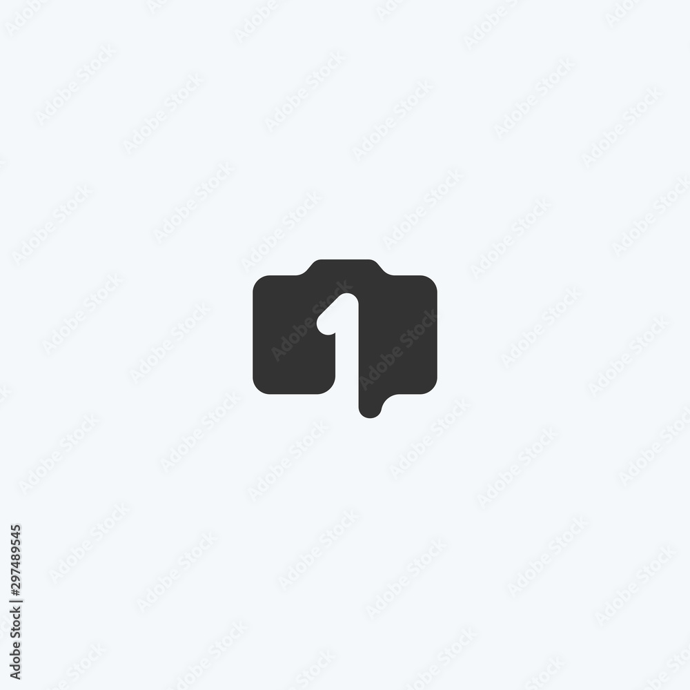 Abstract number one camera logo design. Success cinema icon ...