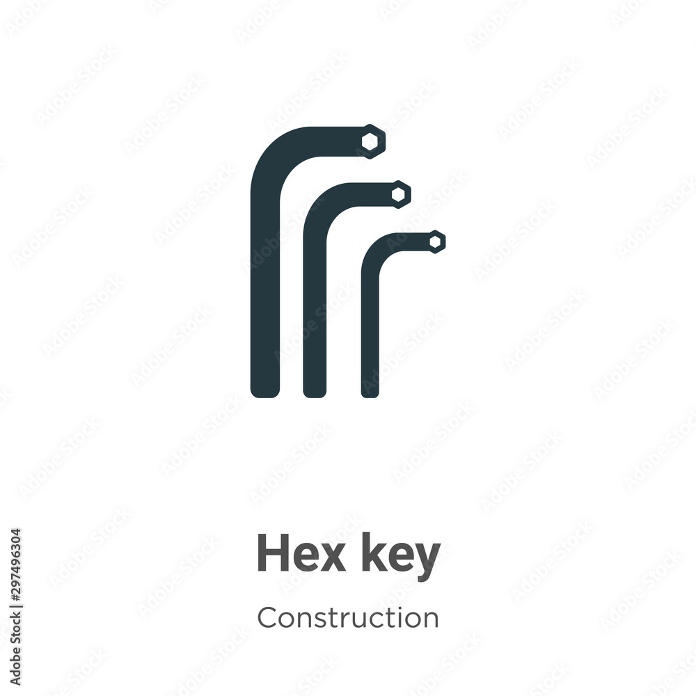 Hex key vector icon on white background. Flat vector hex key icon ...