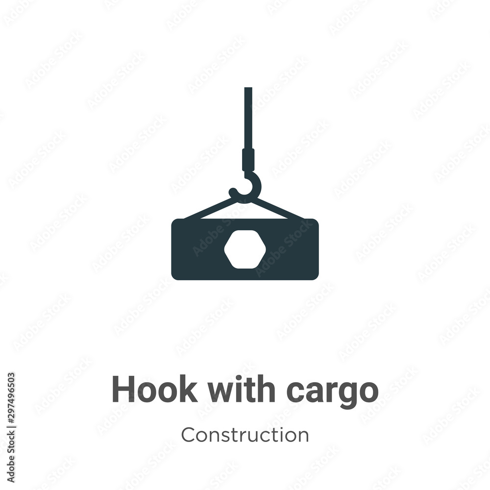 Hook with cargo vector icon on white background. Flat vector hook with ...