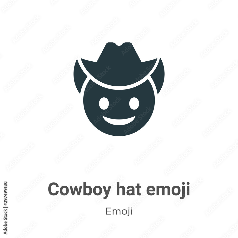 Cowboy hat emoji vector icon on white background. Flat vector cowboy ...