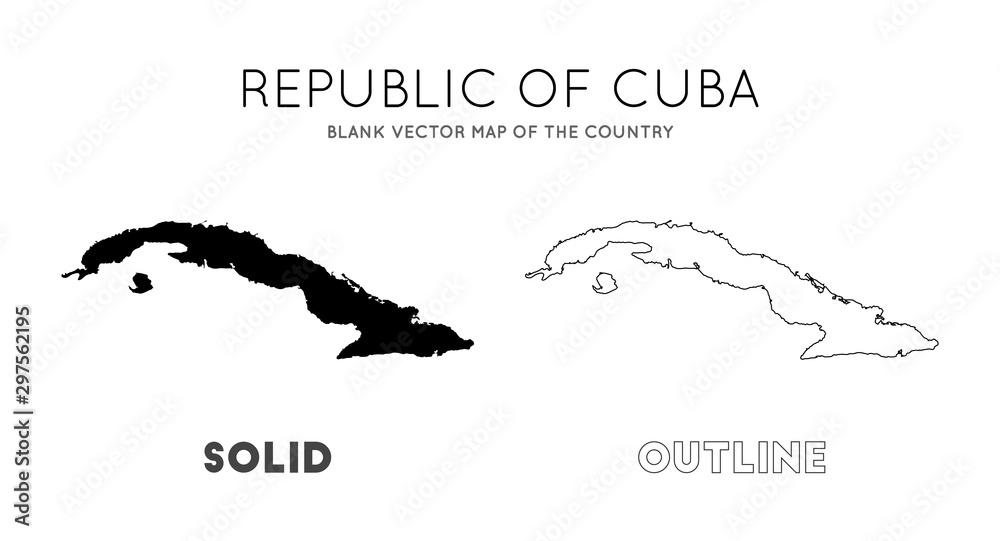 Cuba map. Blank vector map of the country. Borders of Cuba for your ...