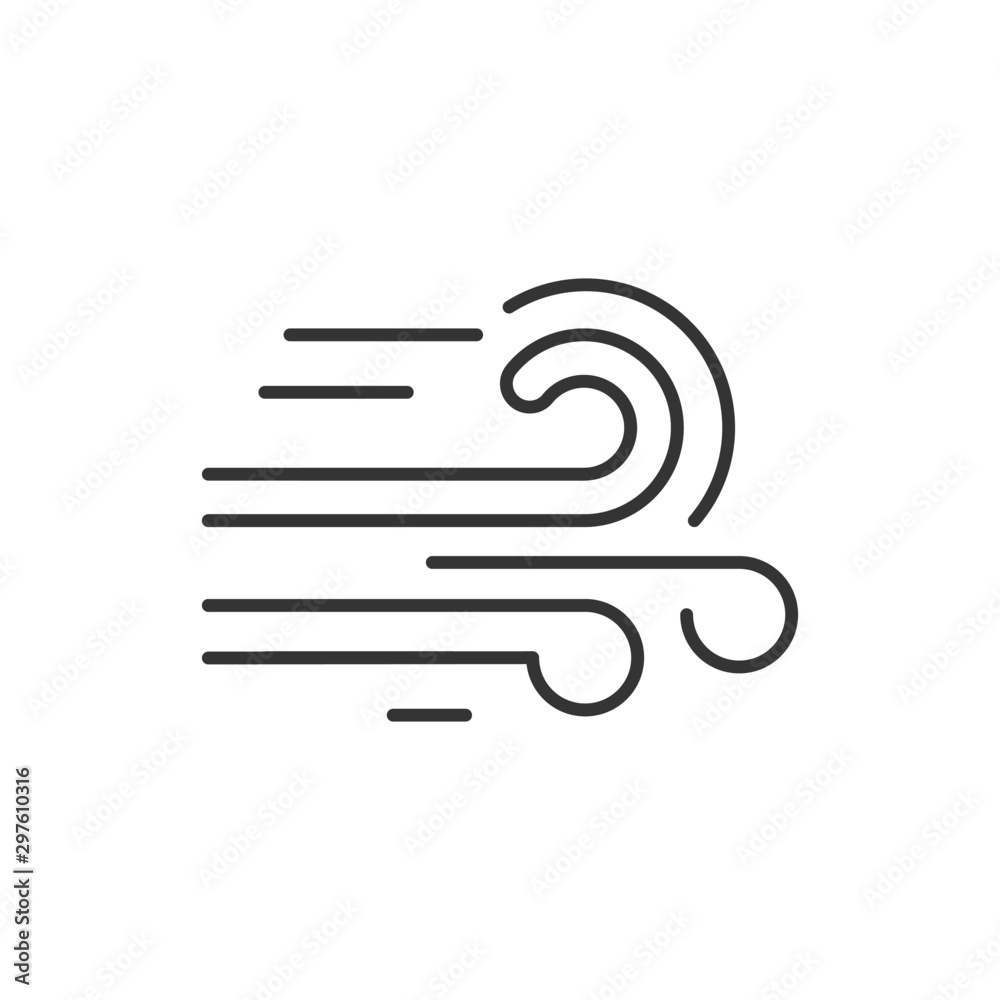 Wind line black icon. Green energy vector pictogram. Eco friendly ...