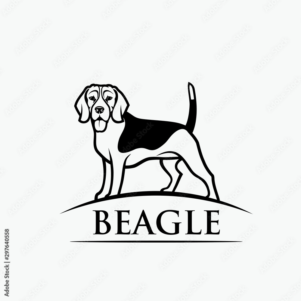 Beagle dog - isolated outlined vector illustration Stock Vector | Adobe ...