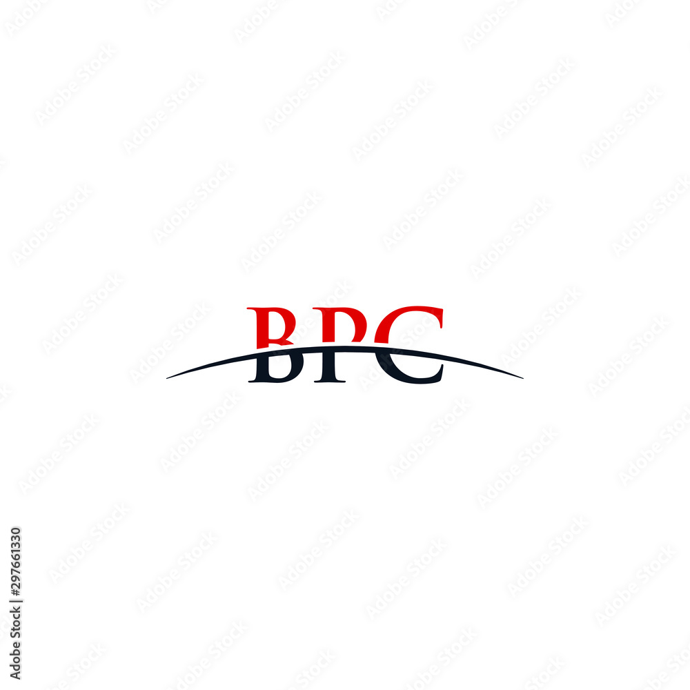 Initial letter BPC, overlapping movement swoosh horizon logo company ...