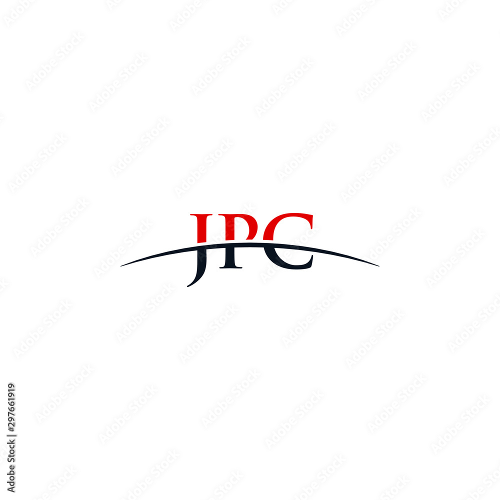Initial letter JPC, overlapping movement swoosh horizon logo company ...