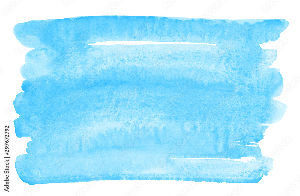 Sky blue watercolor big brush stroke, uneven, rough, artistic rectangle ...
