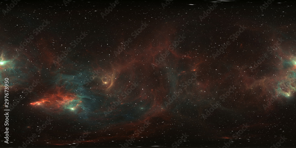 360 degree giant nebula after a supernova explosion, equirectangular ...