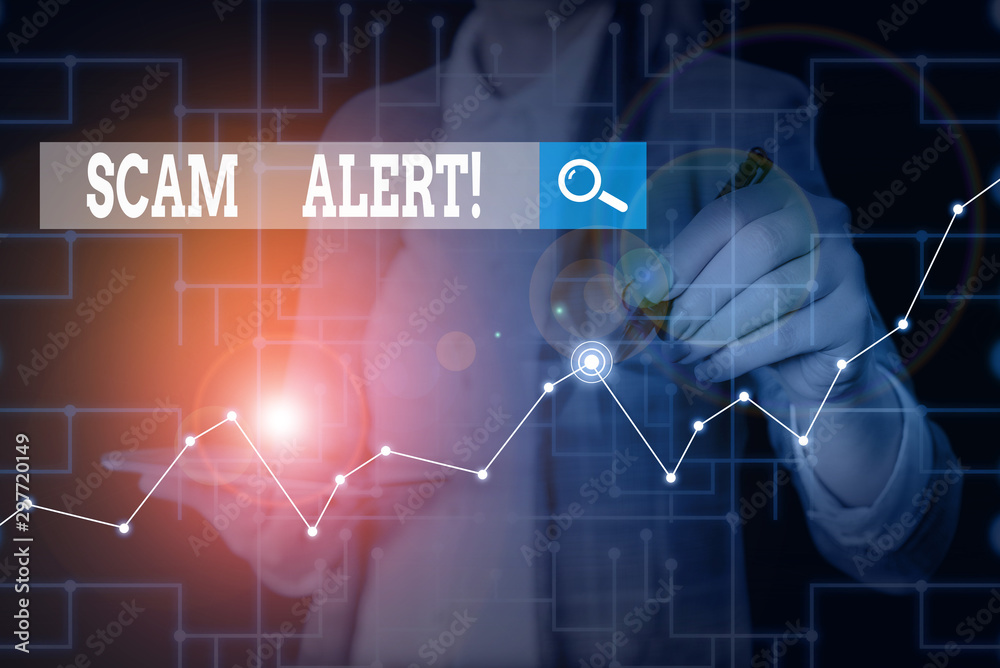Writing note showing Scam Alert. Business concept for fraudulently ...