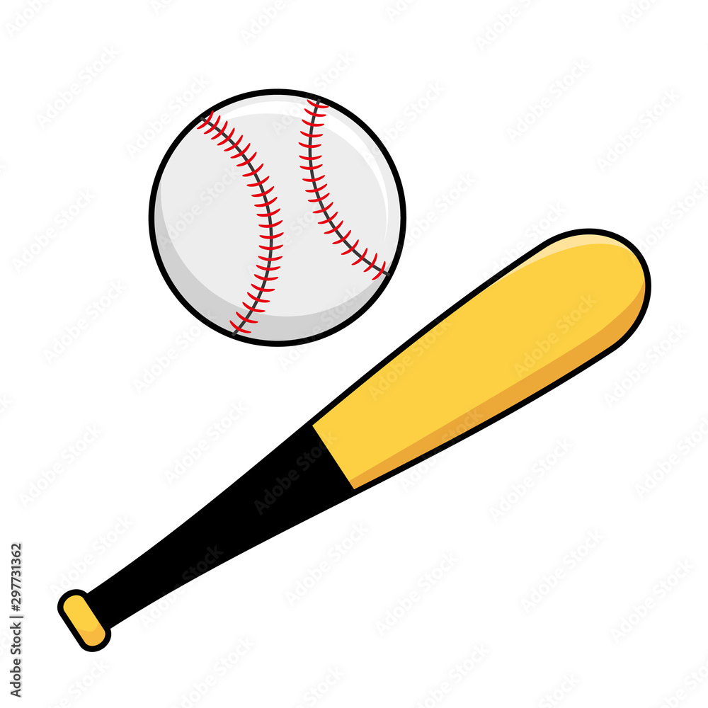 Baseball bat and ball vector illustration isolated on white background ...