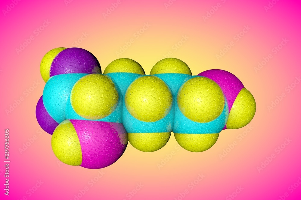Space-filling molecular model of essential amino acid l-lysine or ...