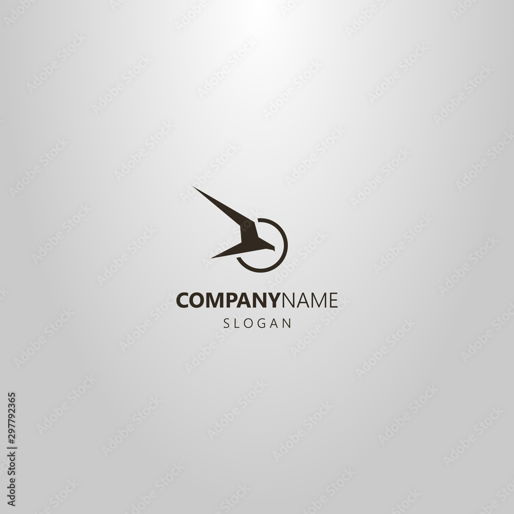 black and white simple vector abstract logo of an attacking bird of ...