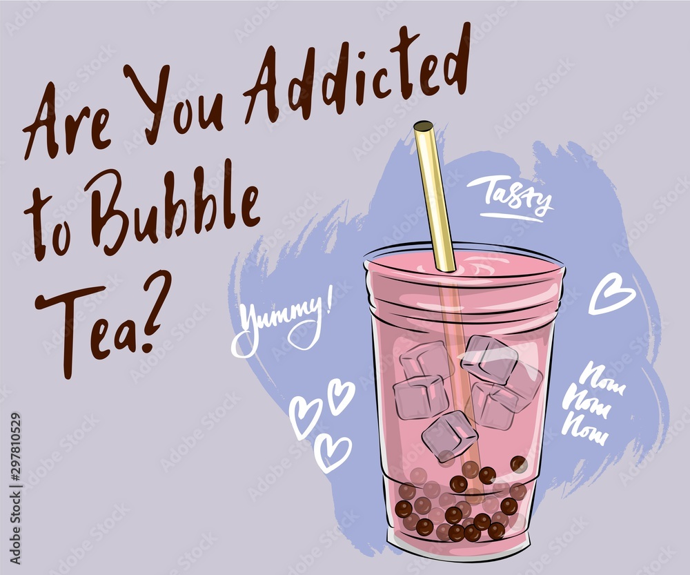 Bubble tea cup design collection, Yummy drinks, soft drinks with doodle ...