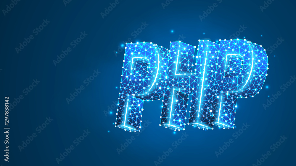 Hypertext Preprocessor coding language sign, text silhouette. Device, programming, developing ...