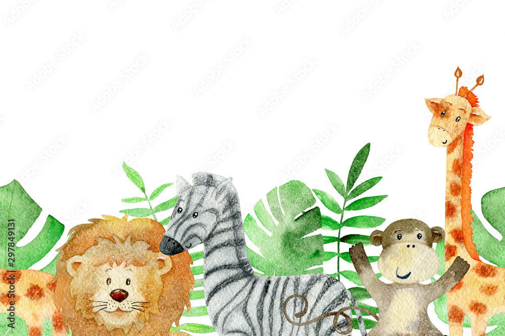 Watercolor safari animals. Stock Illustration | Adobe Stock