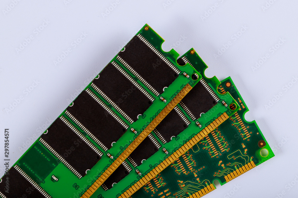 RAM memory isolated on white background modern part of PC in detail ...