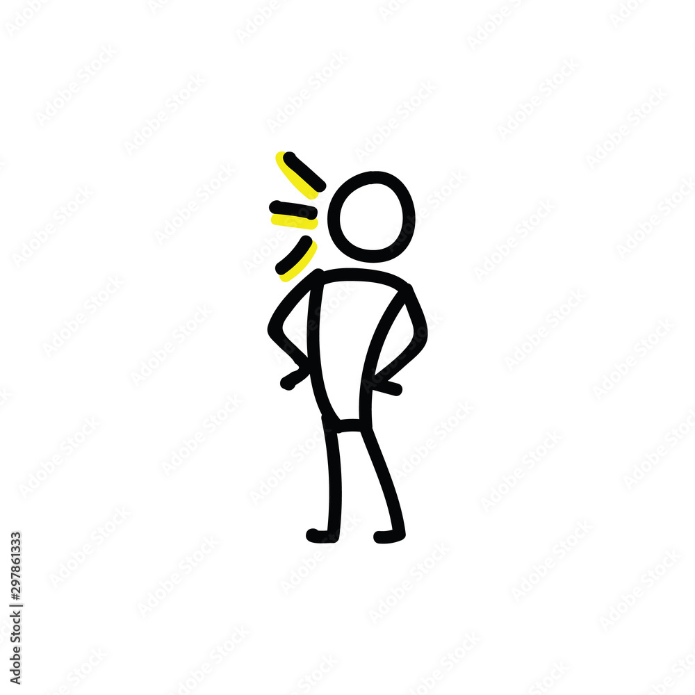 Self confidence stickman vector illustration. Puffed chest stick figure ...