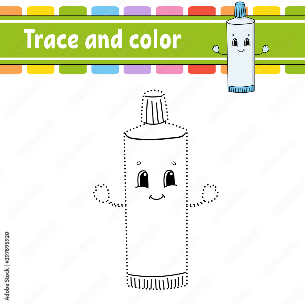 Trace and color. Coloring page for kids. Handwriting practice ...
