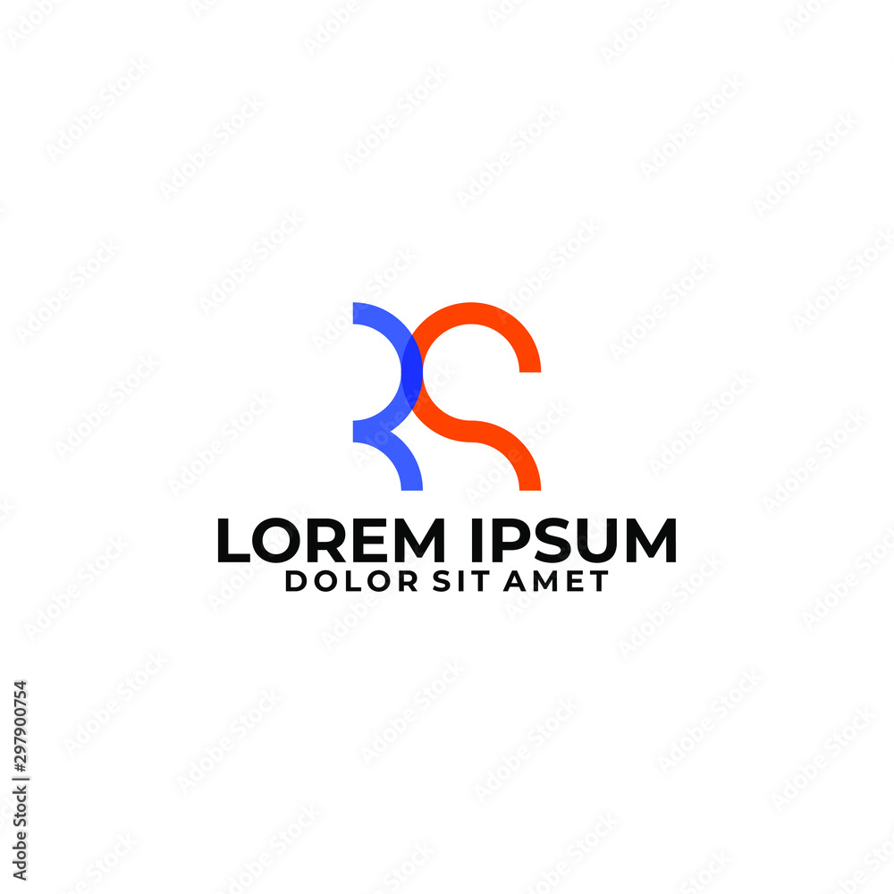 Initial letter RS logo template with modern overlap line art simbol in ...