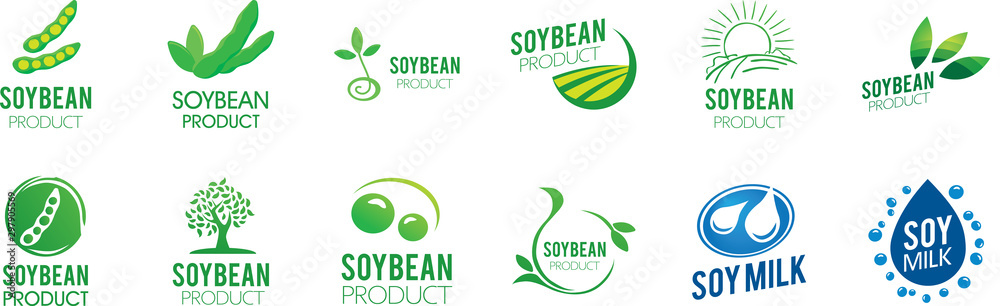Vector logo of soybean and agricultural products Stock Vector | Adobe Stock