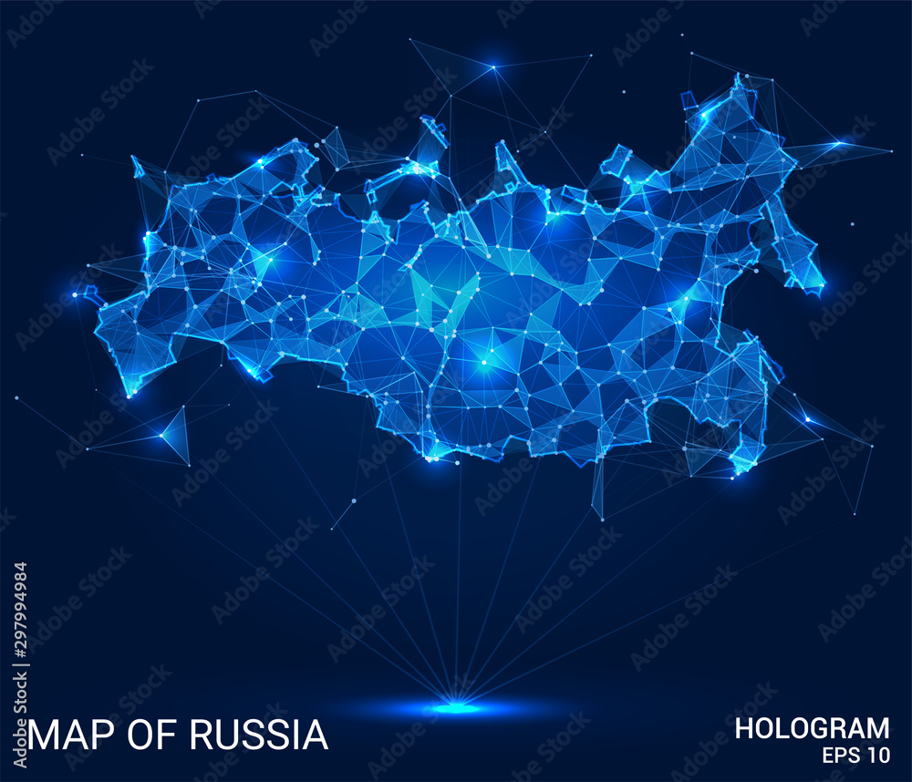 Hologram Of Russia. Map of Russia from polygons, triangles of points ...