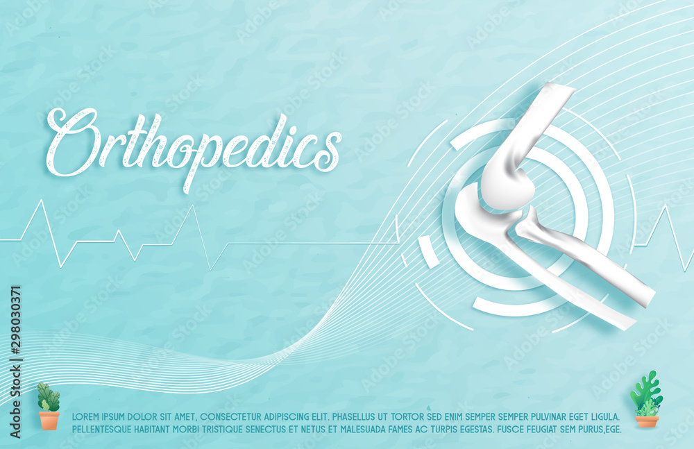 Medical orthopedic elbow paper texture in the green-blue background ...