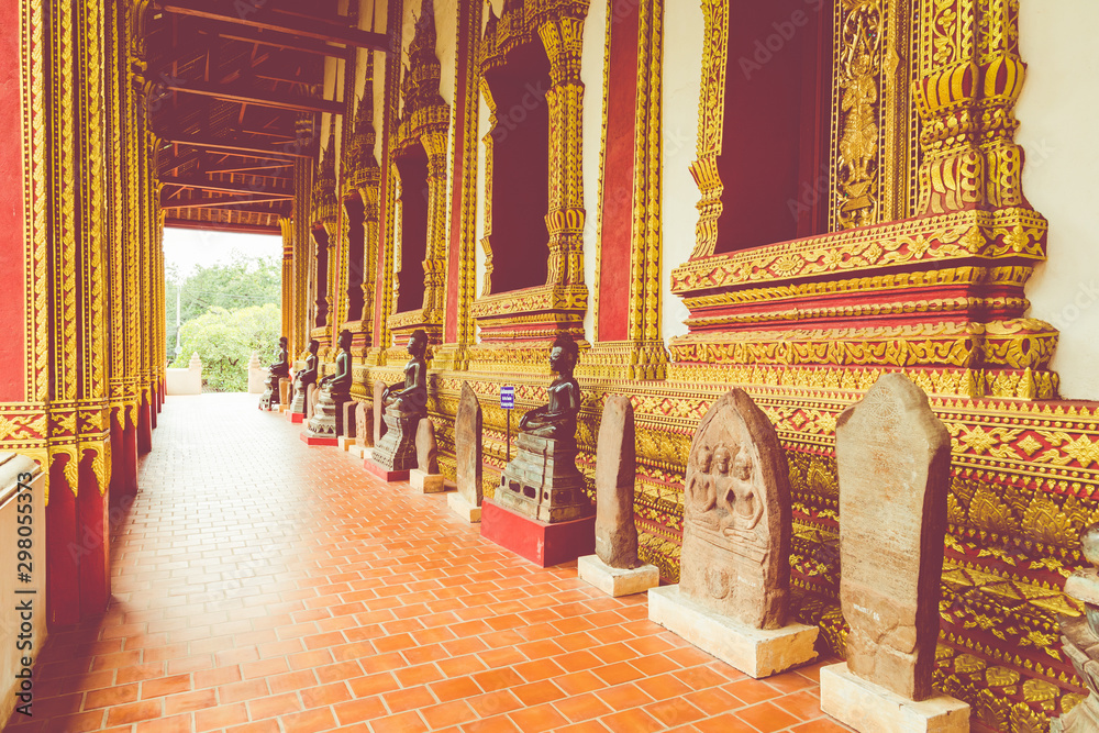 The Architecture and Ancient Buddha image and Sculpture Detail of (Hor Pha keo Museum).Haw Pha ...